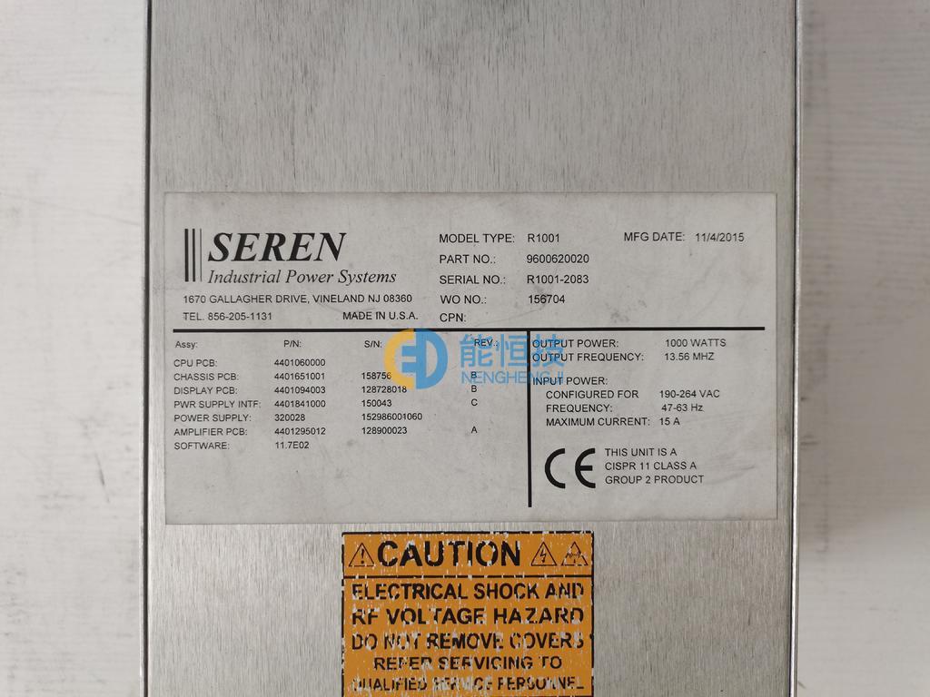 SEREN塞恩 射频电源R1001维修|DAIHE维修|射频发生器维修|ULVAC维修|爱发科维修|ULVAC电源维修|爱发科电源维修 ...